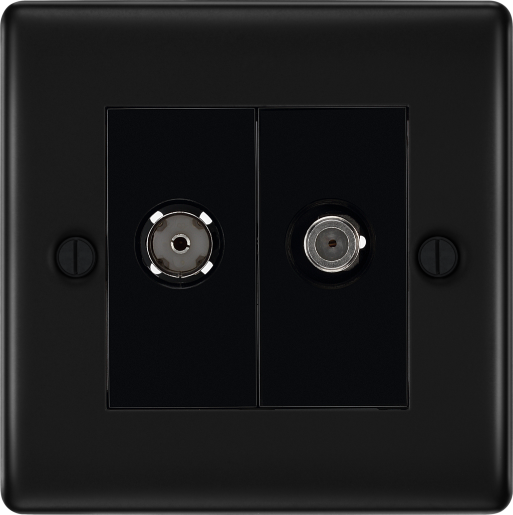 BG Nexus Metal NFB65 Matt Black 1 Gang Satellite & Coax Socket | Matt ...