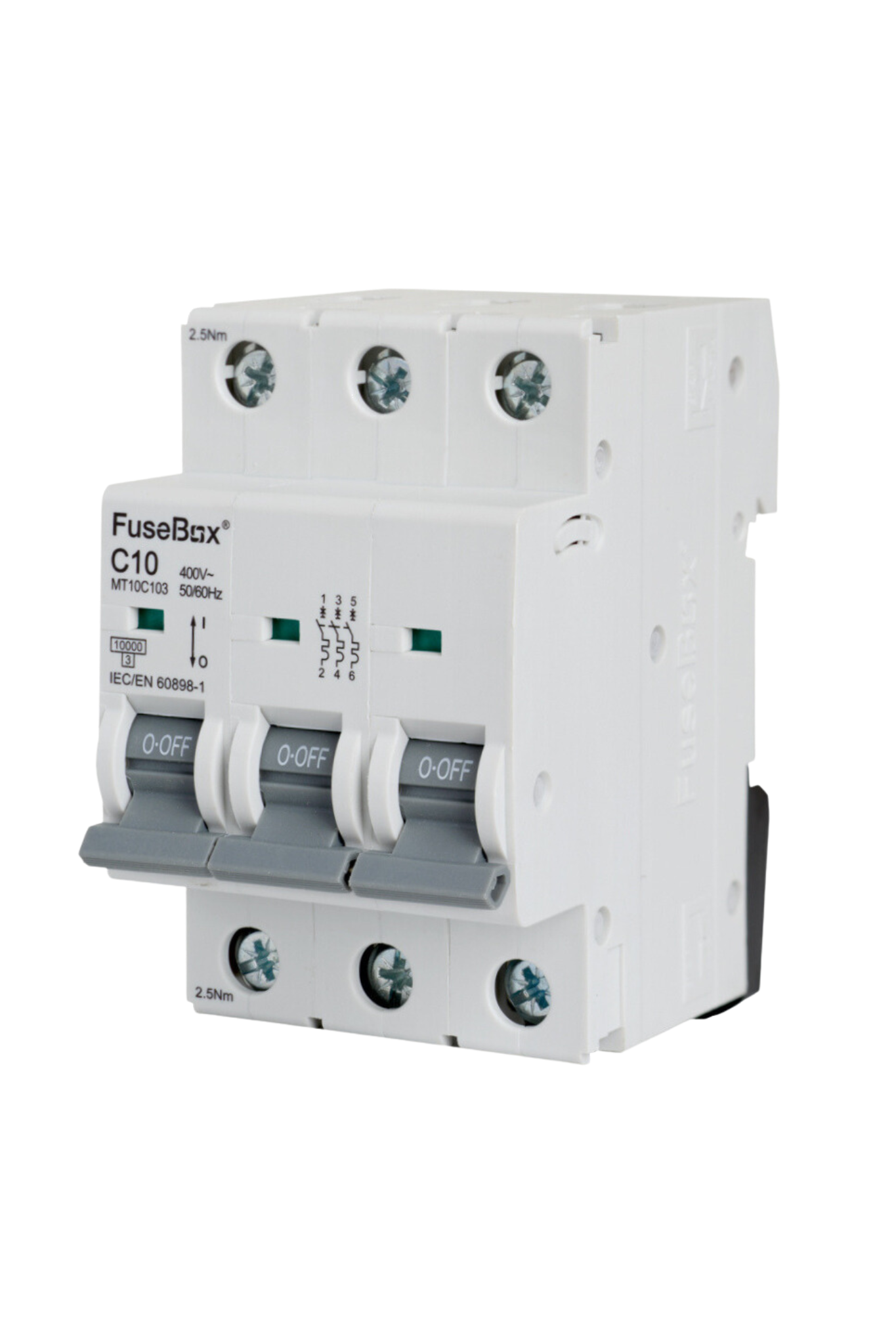 Fusebox MT10C103 Triple Pole C Curve 10 Amp MCB 10kA | Fusebox Three Phase Triple Pole MCB | PEC ...